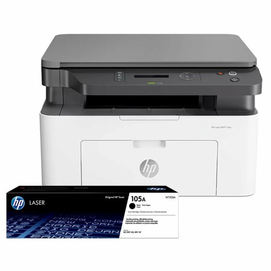 Combo Impressora Multifuncional HP Laser MFP 135a + Cartucho de Toner HP 105A Preto Laser ...